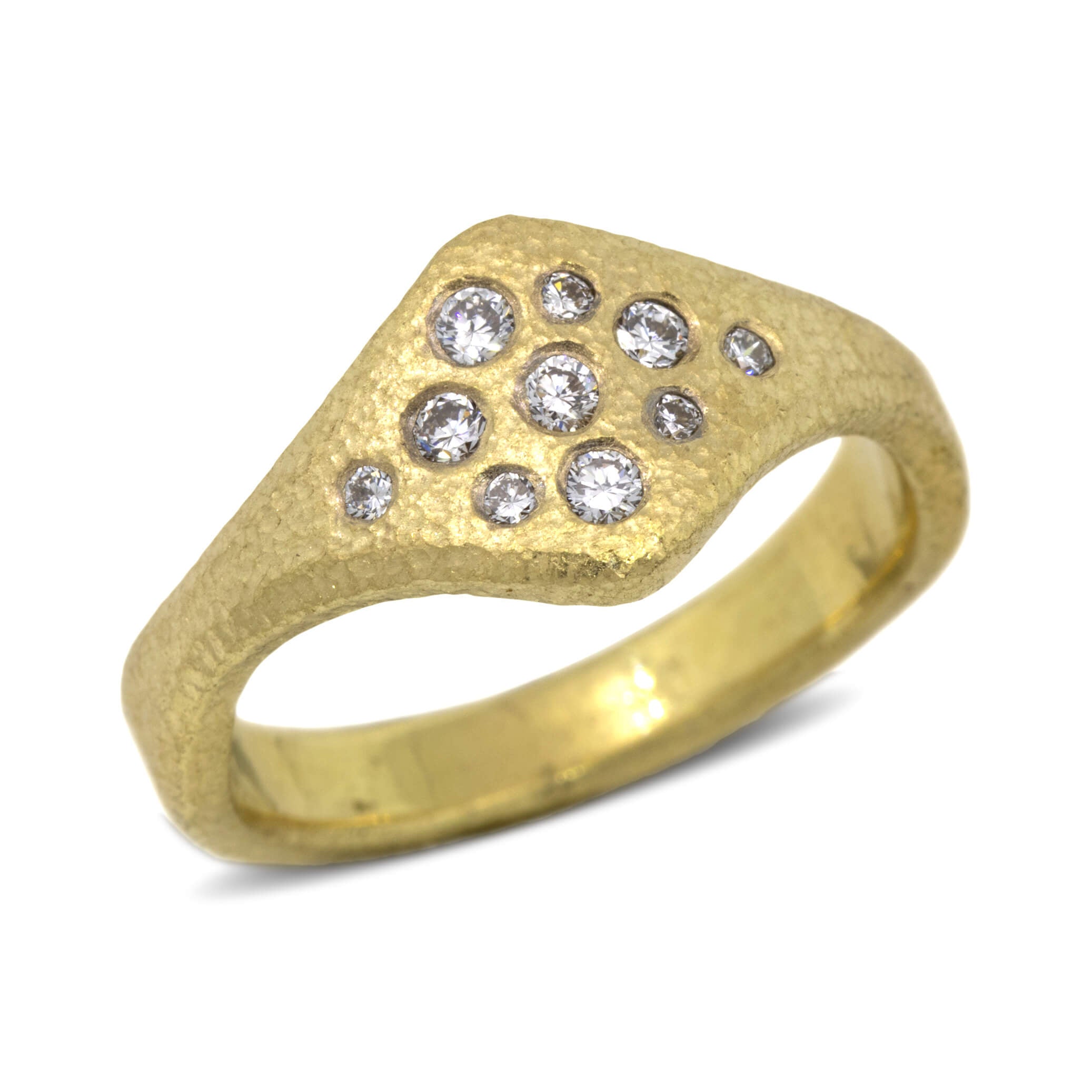 Large Forged Diamond Ring in 18k gold – Rona Fisher Jewelry