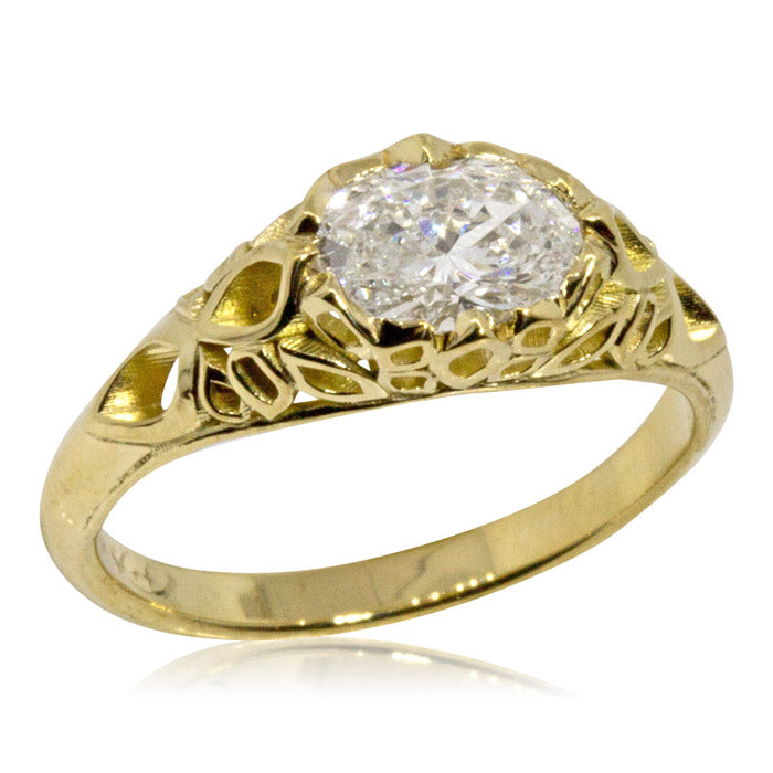 Custom Gold Engagement Ring Oval Diamond JM – Rona Fisher Jewelry