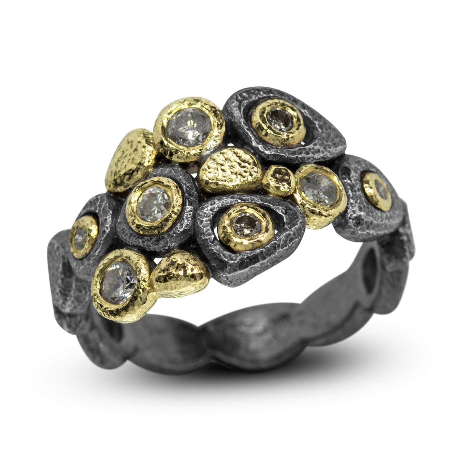 Cascading Pebbles Ring in 18k yellow gold and sterling silver – Rona ...