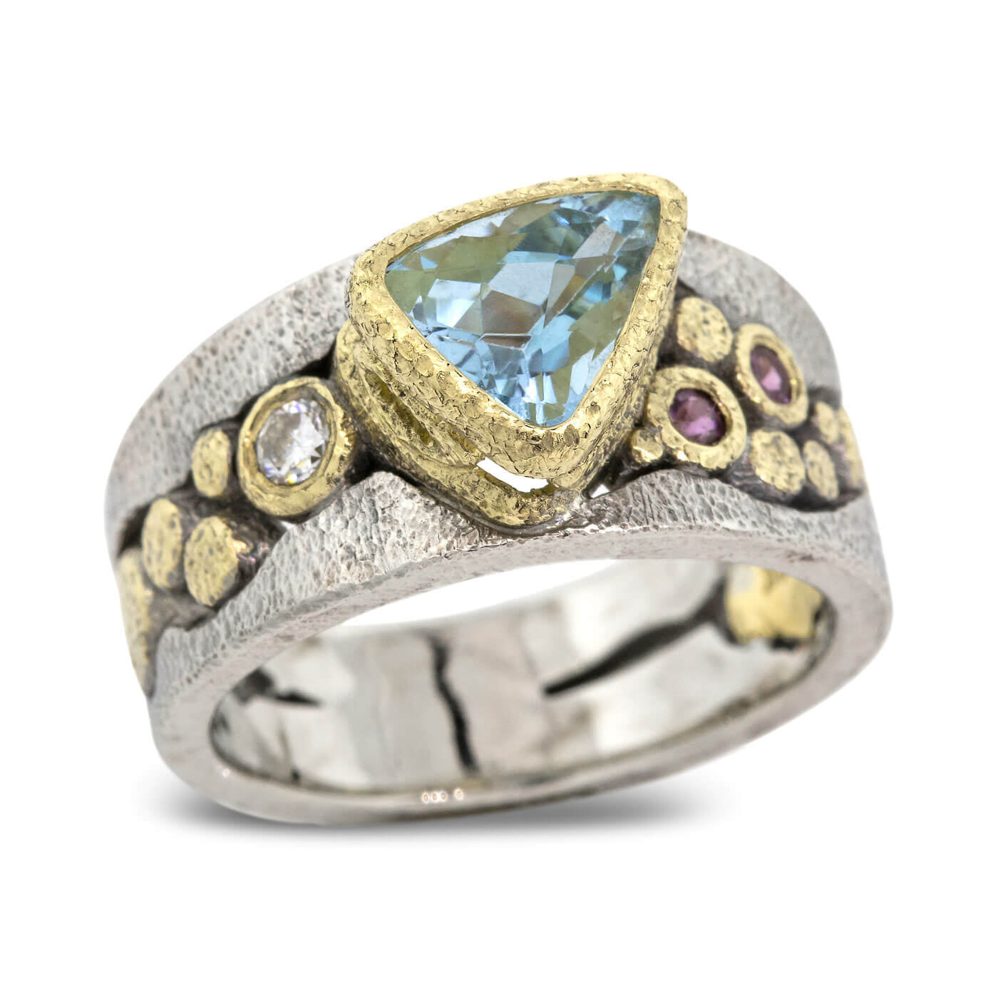 Custom River Pebbles with Trillion Cut Aquamarine Ring – Rona Fisher ...